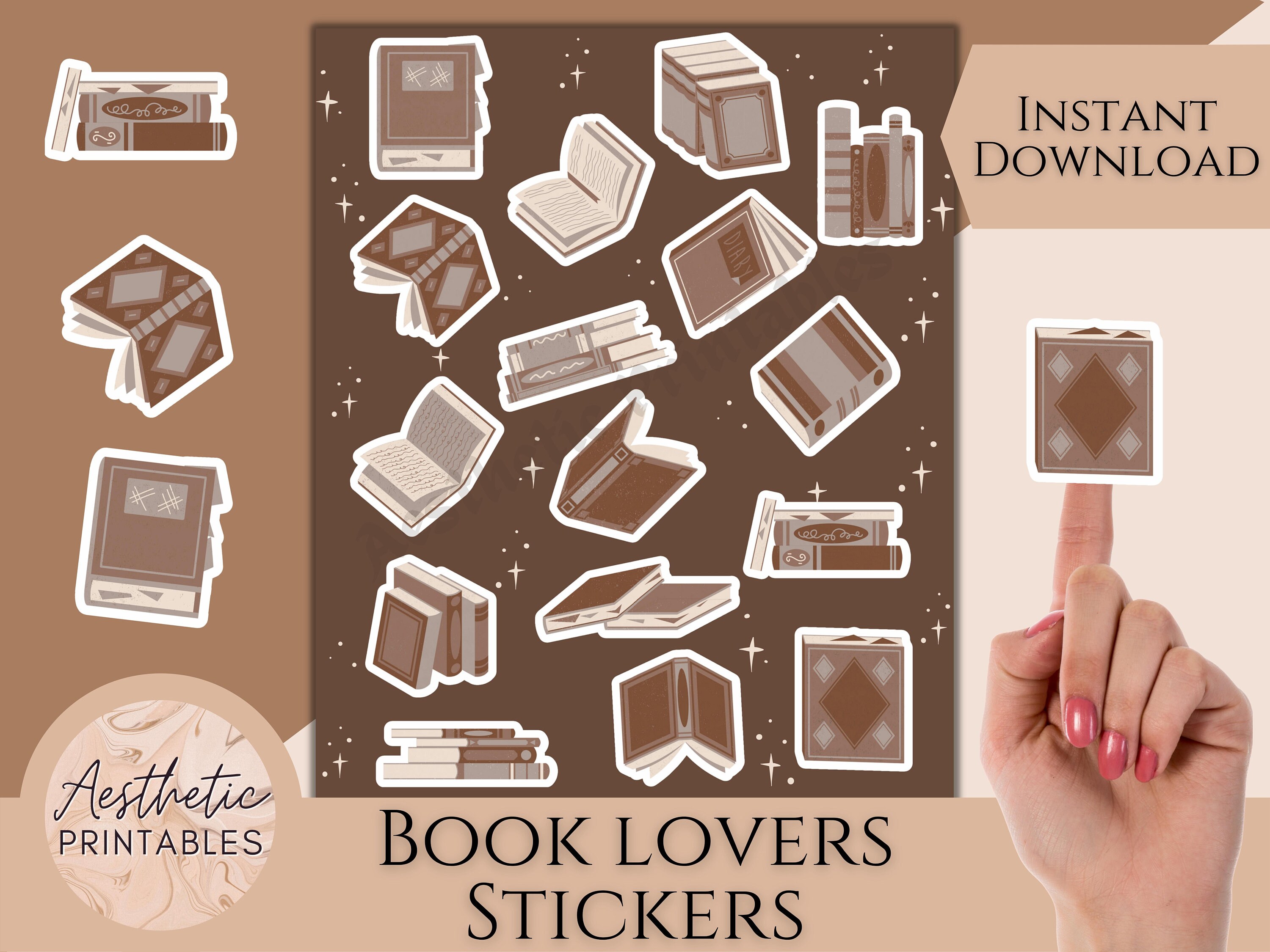 Book Lovers Sticker Sheet, Printable Sticker Sheet, Bookish Stickers ...