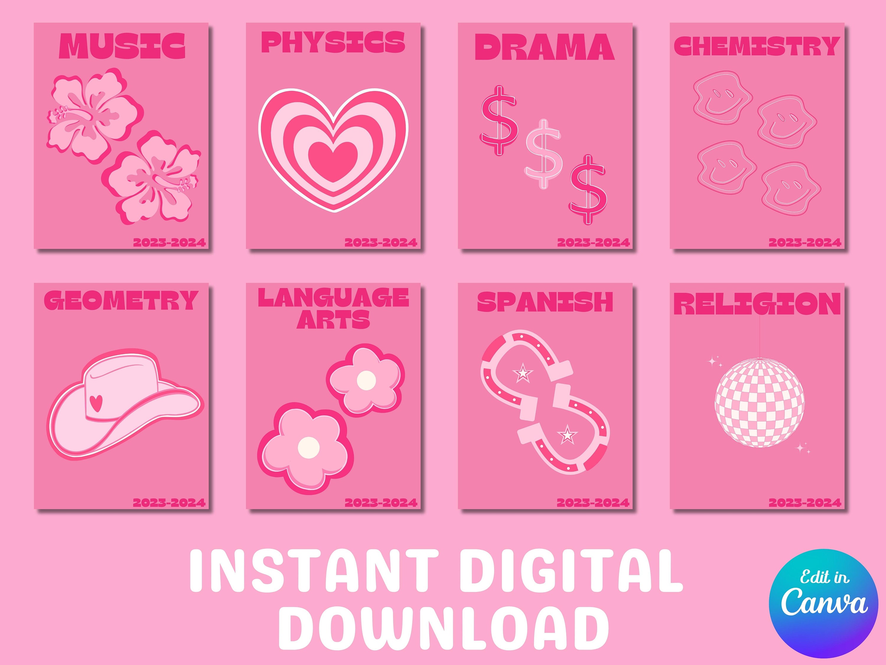 Preppy Binder Covers, Editable, Printable, Aesthetic Binder Covers ...