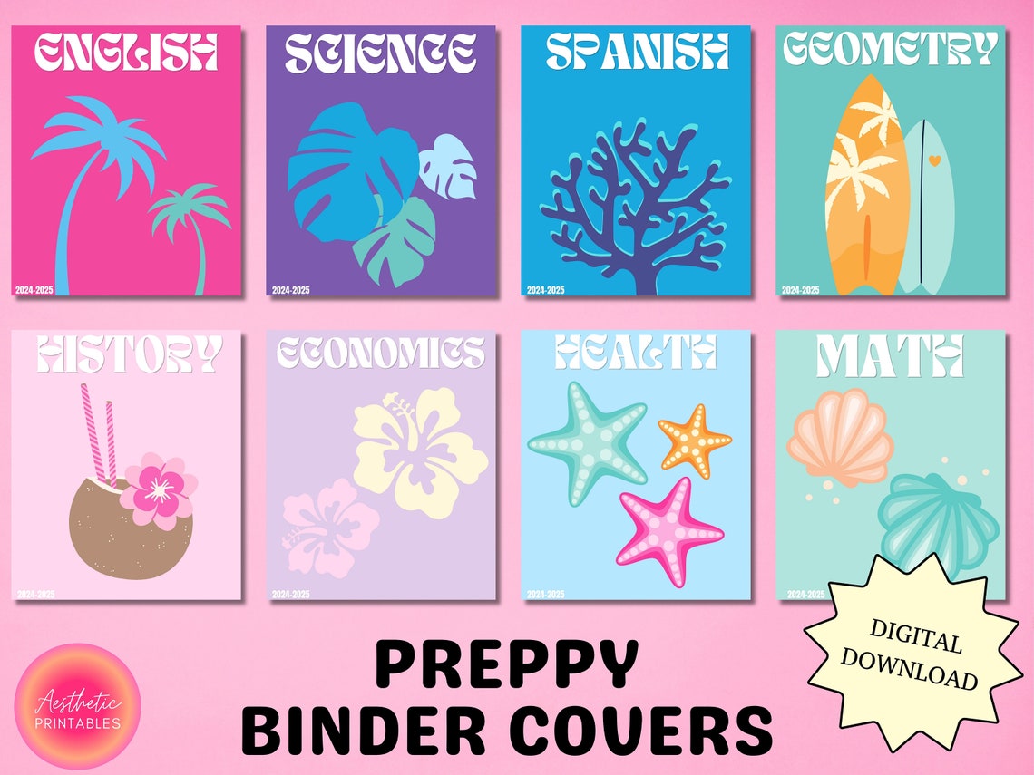 Preppy Binder Covers, Custom, Printable, Aesthetic Binder Covers ...