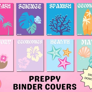 Preppy Binder Covers, Custom, Printable, Aesthetic Binder Covers ...