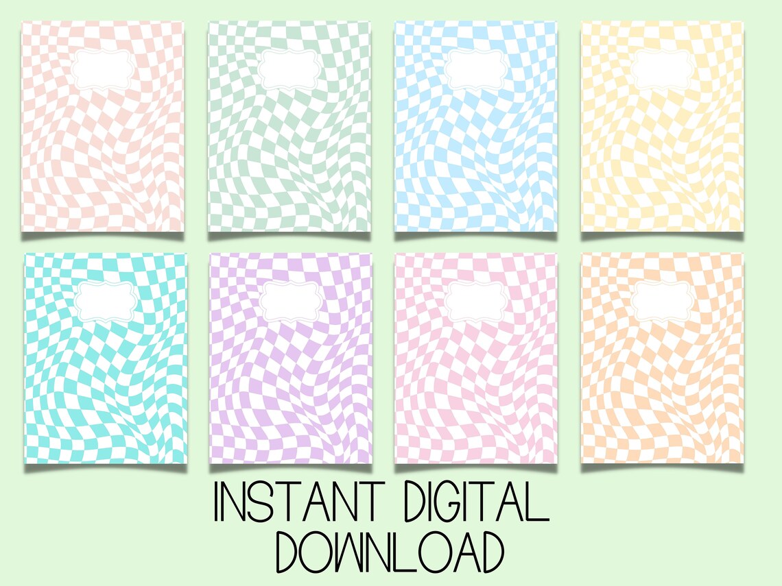 Pastel Binder Covers Checkered Retro Printable Binder Cover - Etsy