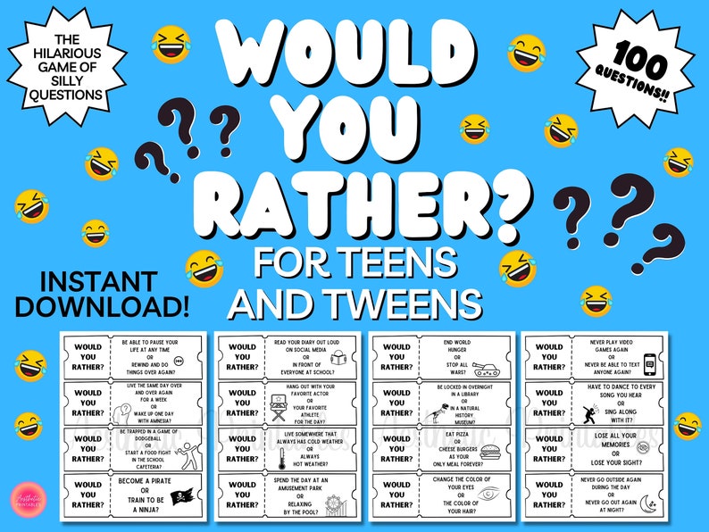 Would You Rather, Sleepover Activities, Would You Rather for Teens ...