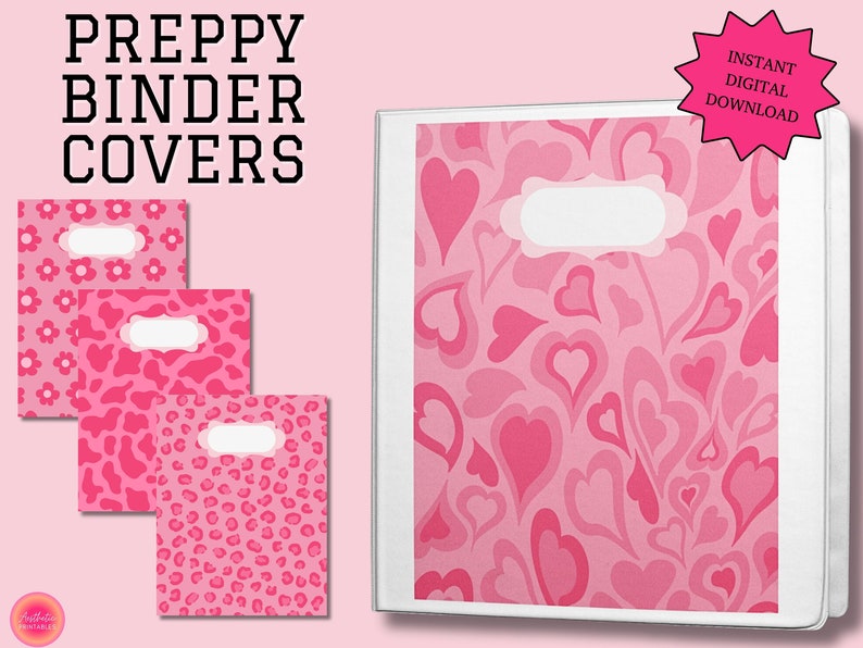 Preppy Binder Covers Printable, Aesthetic Binder Covers, Digital ...