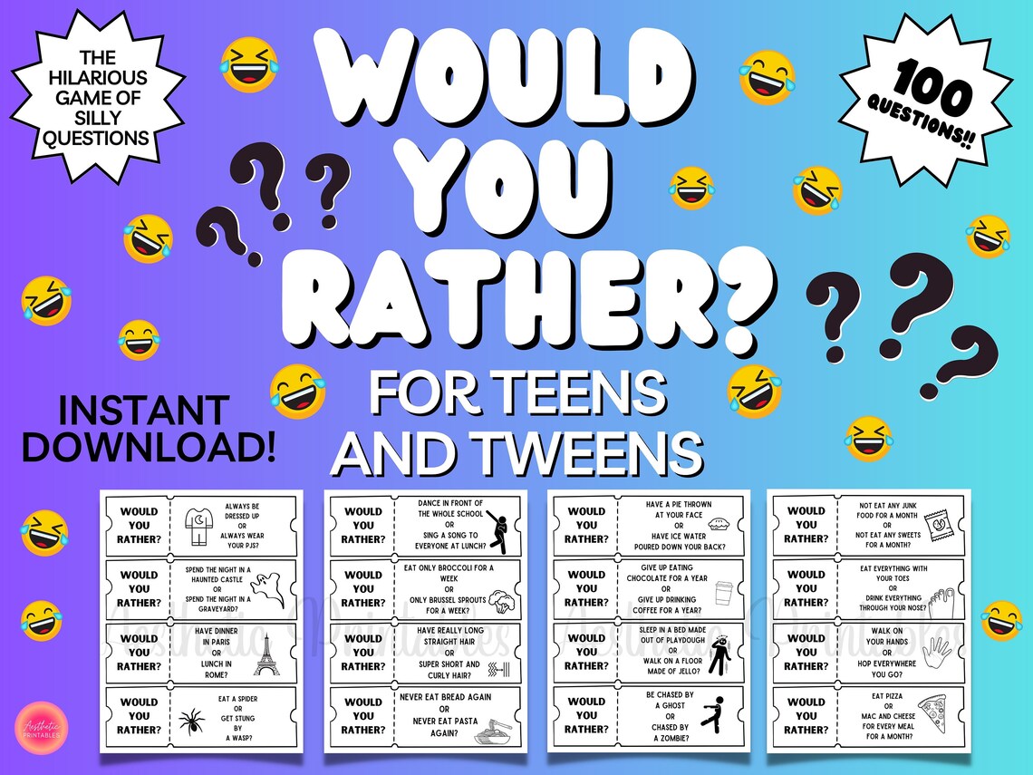 Would You Rather, Fun Party Games for Teens and Tweens, Sleepover ...
