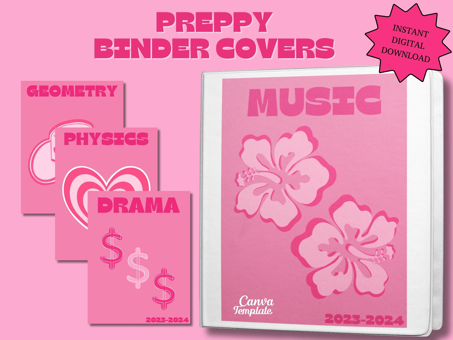 Preppy Binder Covers, Editable, Printable, Aesthetic Binder Covers ...