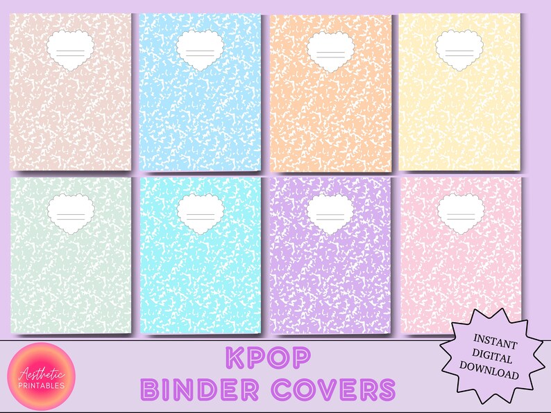 Kpop Binder Covers, Pastel Binder Covers, Printable Binder Cover ...