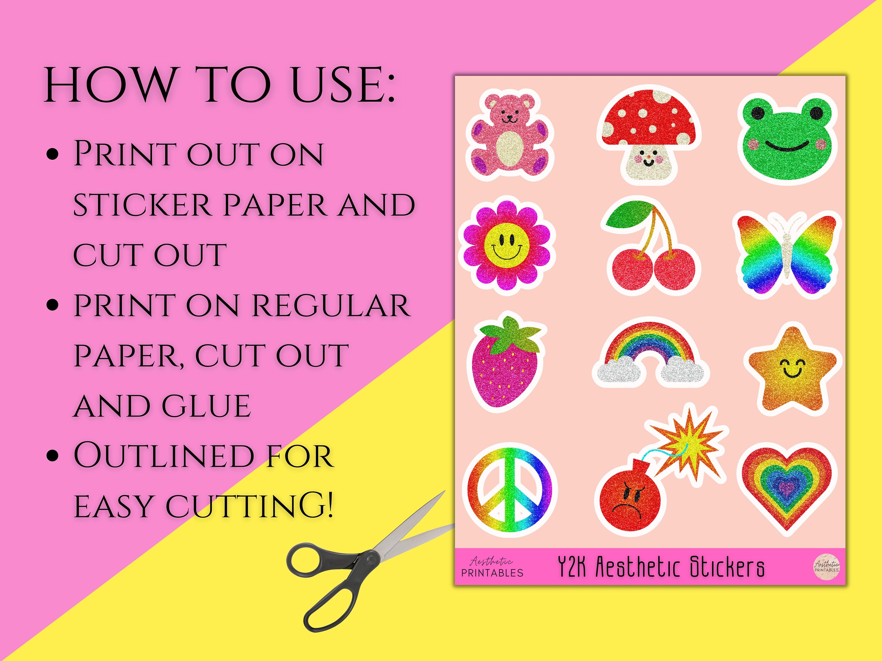 Y2K Aesthetic Stickers Printable Sticker Sheet Sticker Sheet - Etsy ...