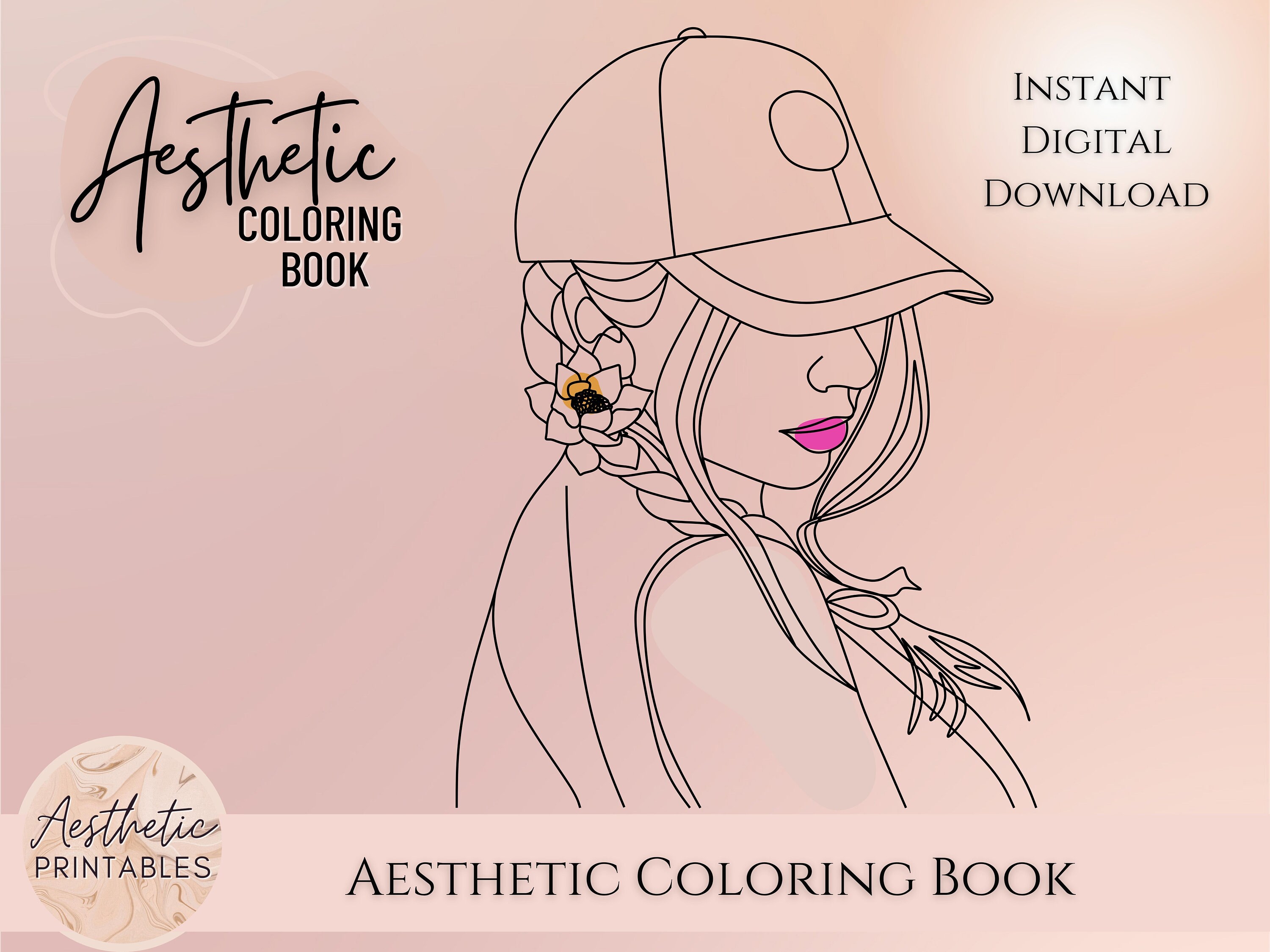 Aesthetic Coloring Book, PDF Coloring Book, Minimalist Coloring Book ...