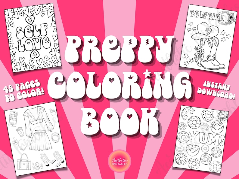 Preppy Coloring Pages Preppy Coloring Book Printable Easy - Etsy Finland