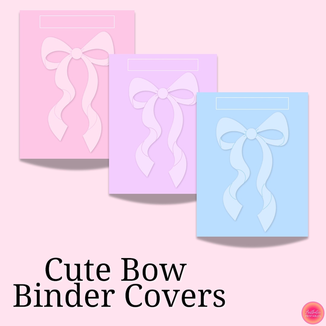 Cute Bow Binder Covers, Preppy Binder Covers, Preppy School Supplies ...