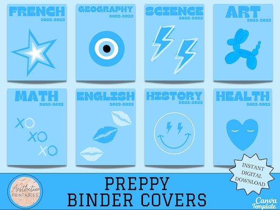 Preppy Binder Covers Editable Printable Canva Template - Etsy