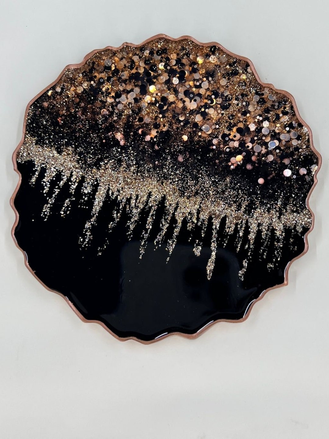 Elegant Black and Gold Candle Holder Coaster - Stylish Table ...