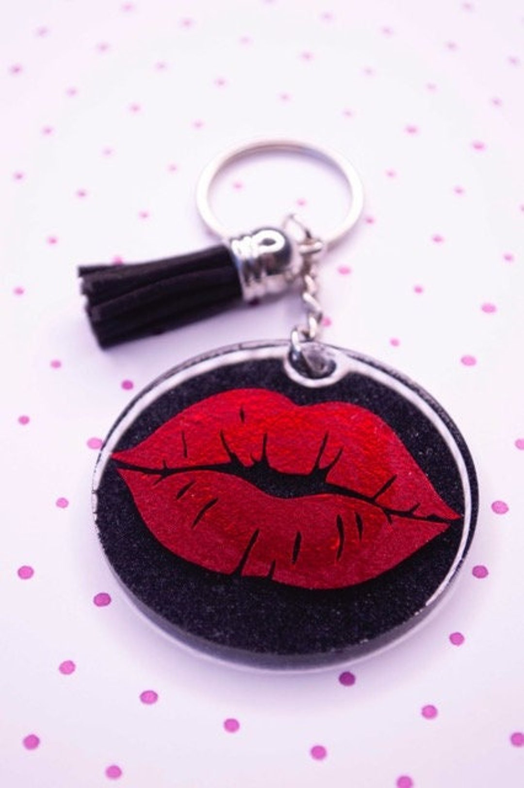 Red Lips Keychain - Etsy