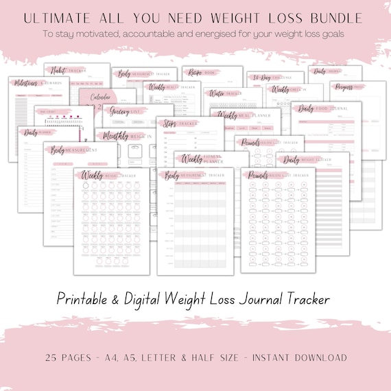 Weight Loss Tracker Fitness Journal Weight Loss Journal | Etsy