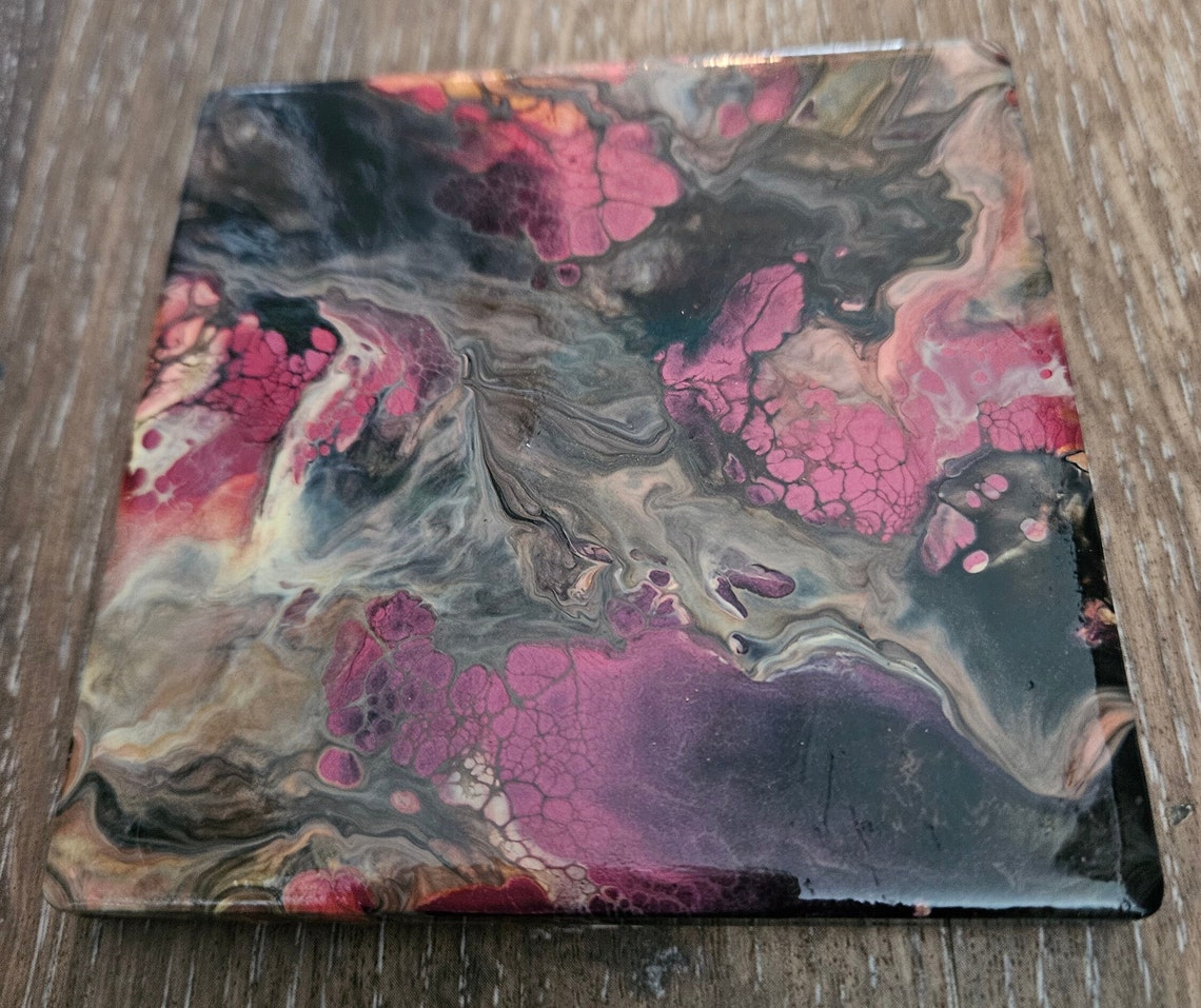 Acrylic Fluid Art Ceramic Coaster Set W/ High Gloss Finish. Great ...