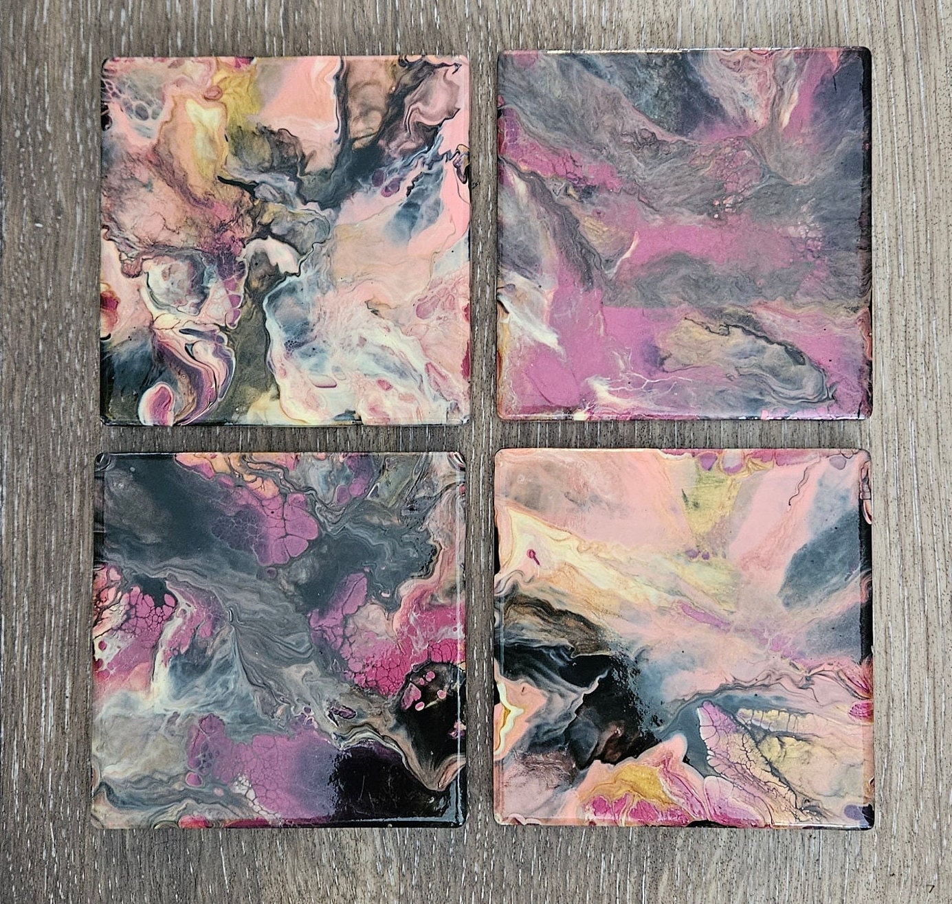 Acrylic Fluid Art Ceramic Coaster Set W/ High Gloss Finish. Great ...
