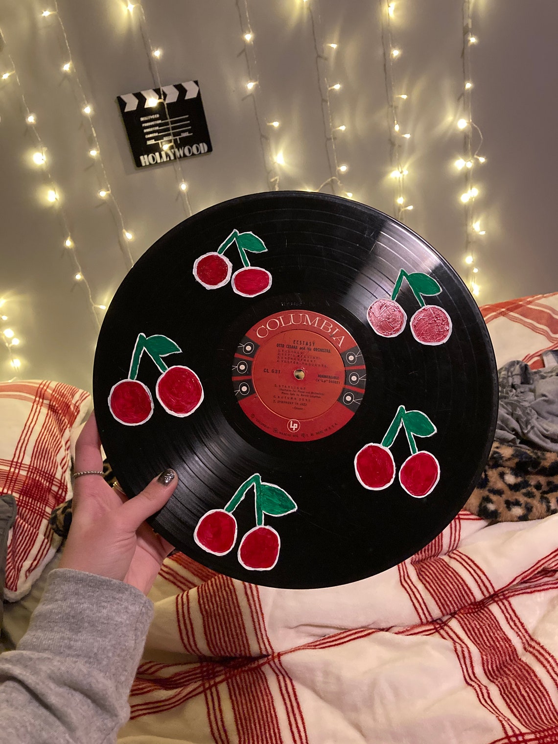 Cherries Hand Painted Vinyl Record or Clear Cd 4.75 Diameter for ...