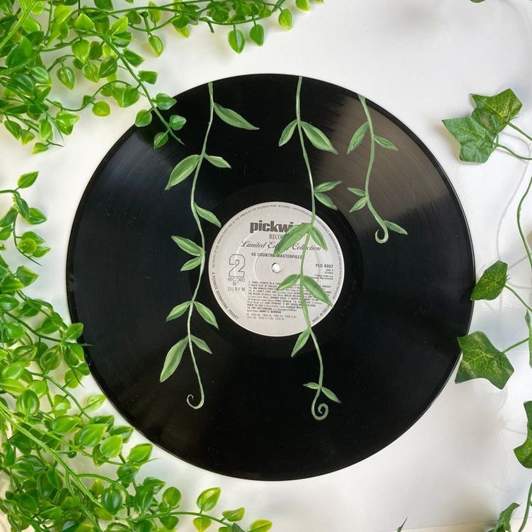 Simple Swirling Vines Hand Painted Vinyl Record or Clear Cd4.75 ...