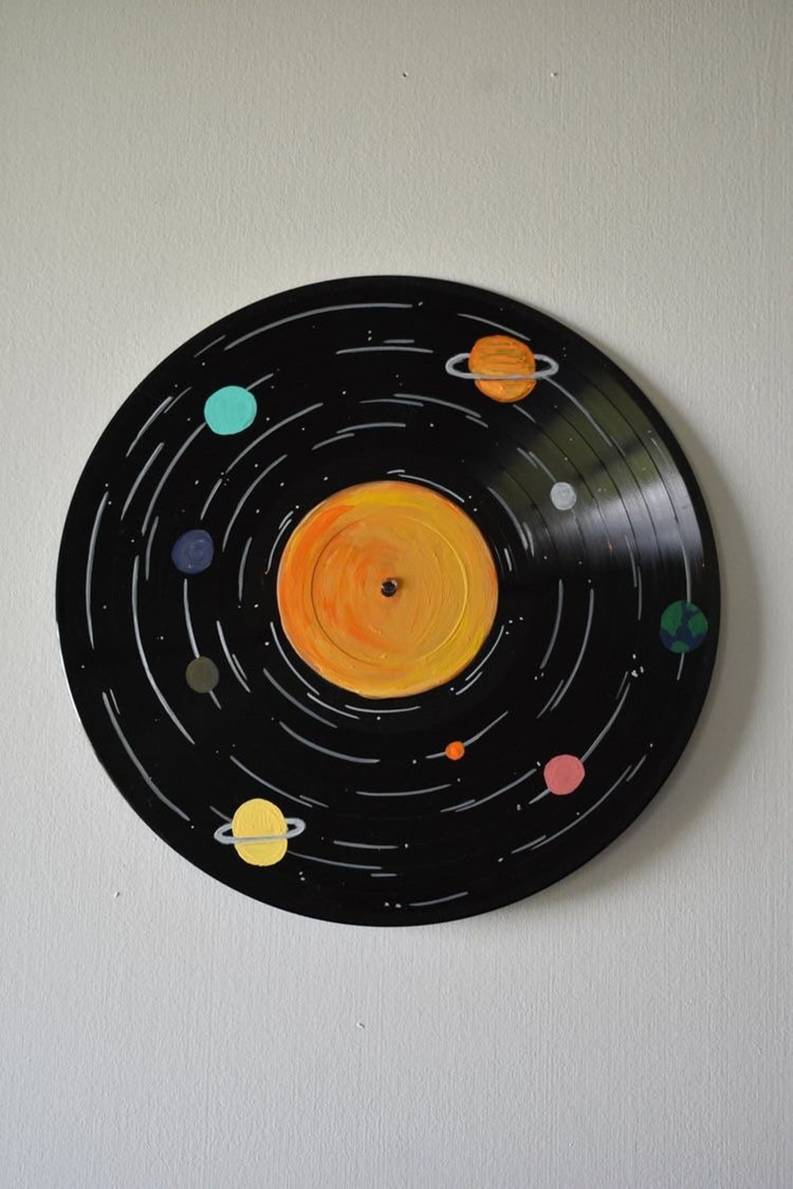 Outer Space Solar System Hand Painted Vinyl Record for Vintage - Etsy