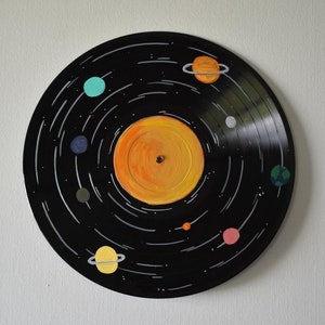 Outer Space Solar System Hand Painted Vinyl Record for Vintage ...