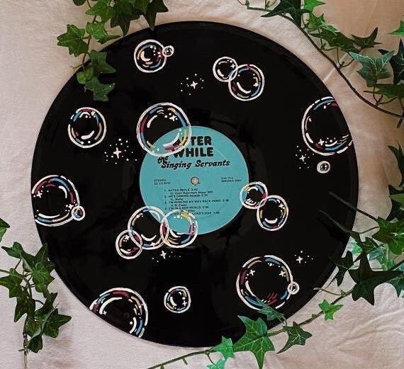 Bubbles Pattern Hand Painted Vinyl Record for Vintage Wall - Etsy