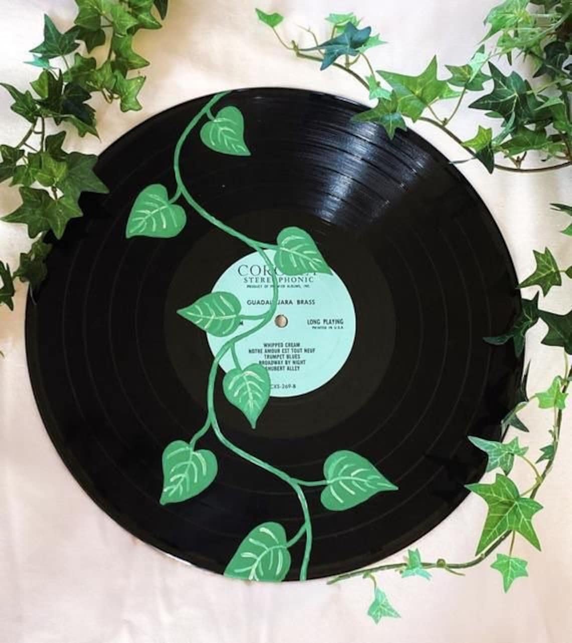 Vines Hand Painted Vinyl Record or Clear Cd 4.75 Diameter With Color ...