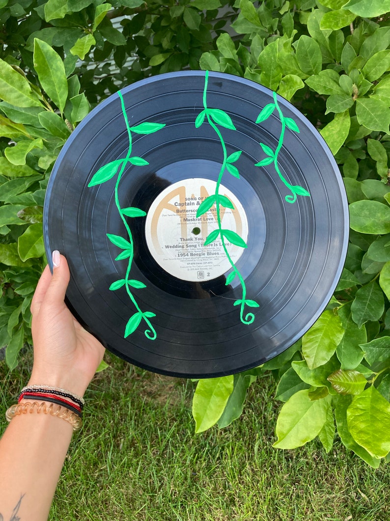 Simple Swirling Vines Hand Painted Vinyl Record or Clear Cd4.75 ...