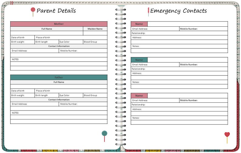 Children's Health Journal and Medical Record Logs, Digital, Printable ...