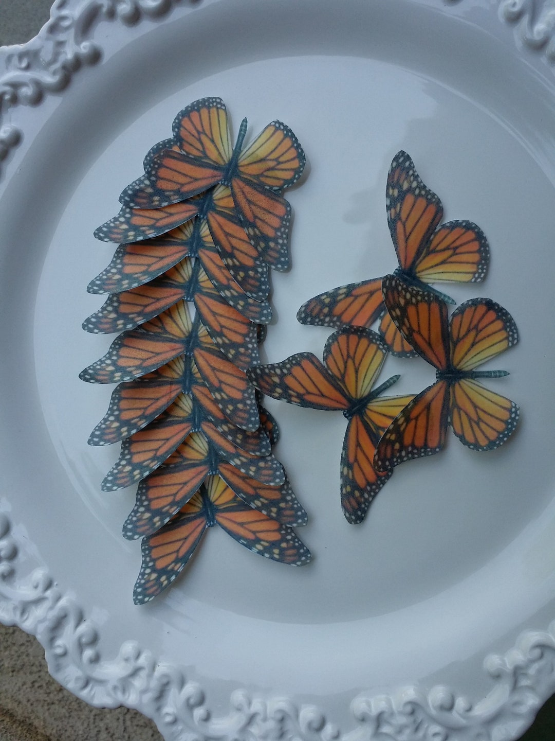 Edible Orange Monarch Butterfly Collection Set of 12 Cake / Cupcake ...
