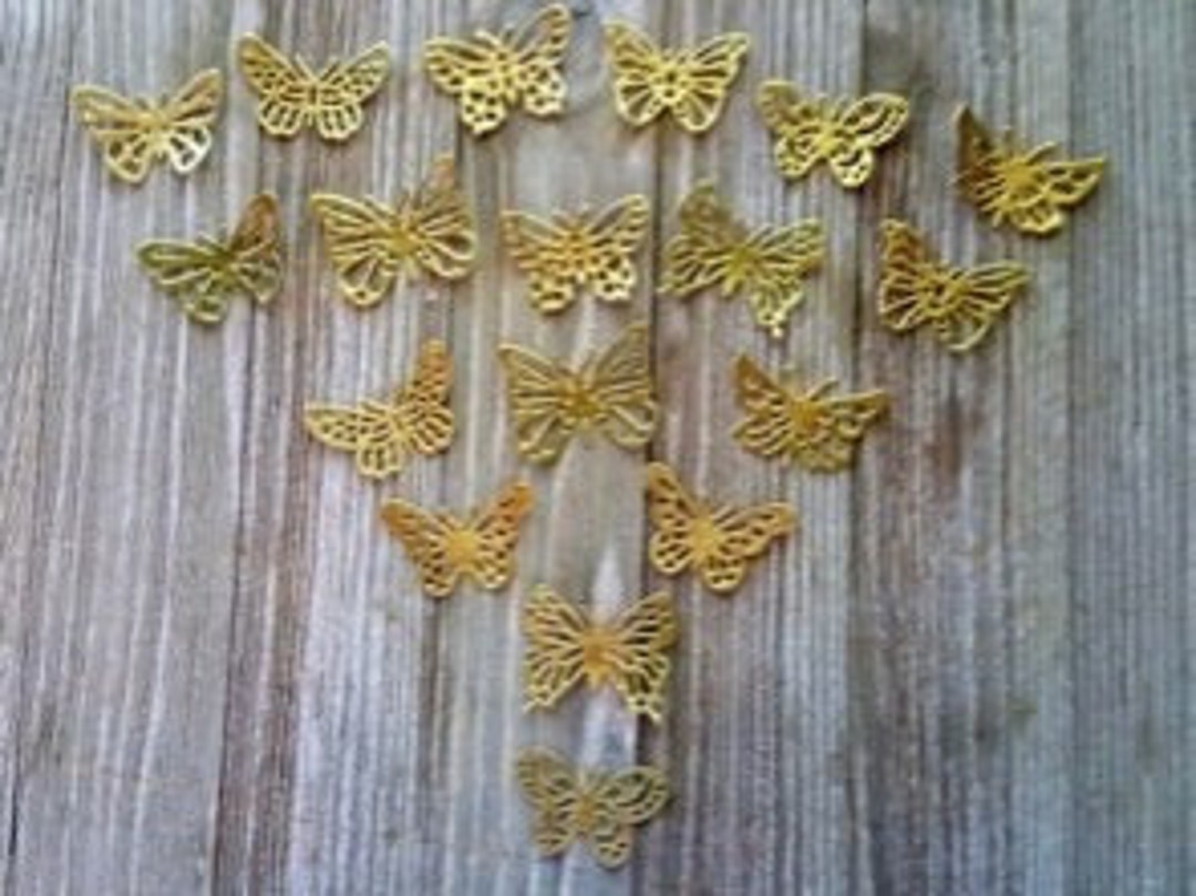 Edible Gold Metallic Shimmering Small Butterflies Cake / Cupcake Topper ...