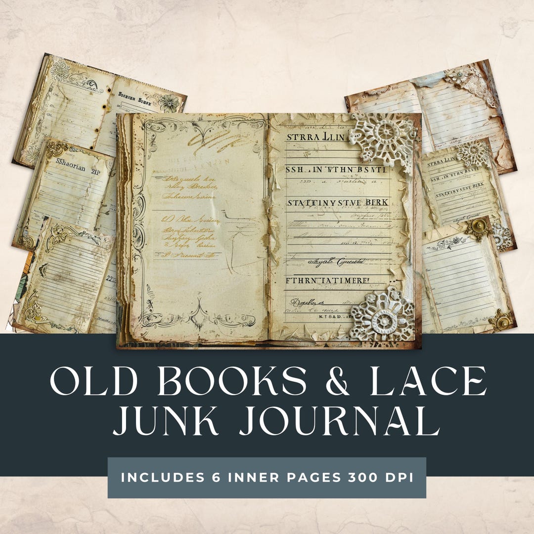 Vintage Book Junk Journal | Old Papers | Vintage Book Pages | Vintage ...