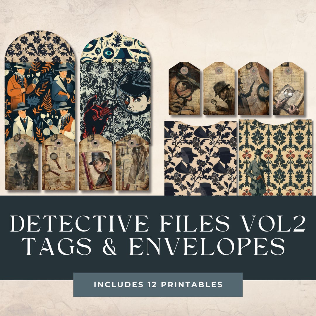 Detective Junk Journal Tags Vol2 | Digital Download | Mystery Case File ...