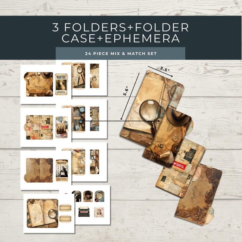 Detective Files Folders Junk Journal | Mystery Case File Pocket ...
