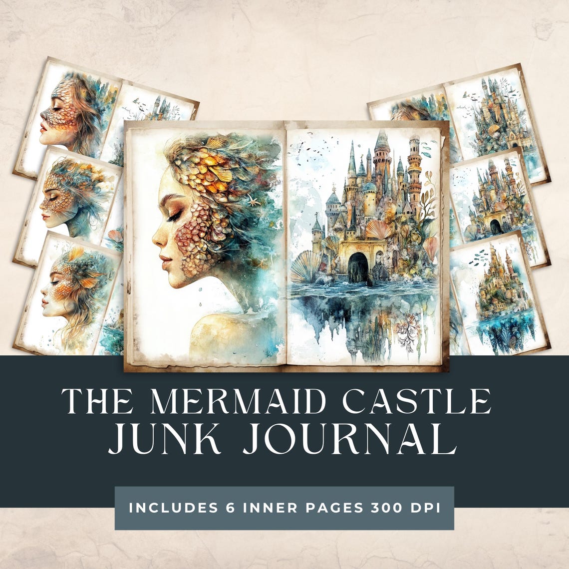Mermaid Junk Journal Pages | Mermaid Printable Junk Journal ...