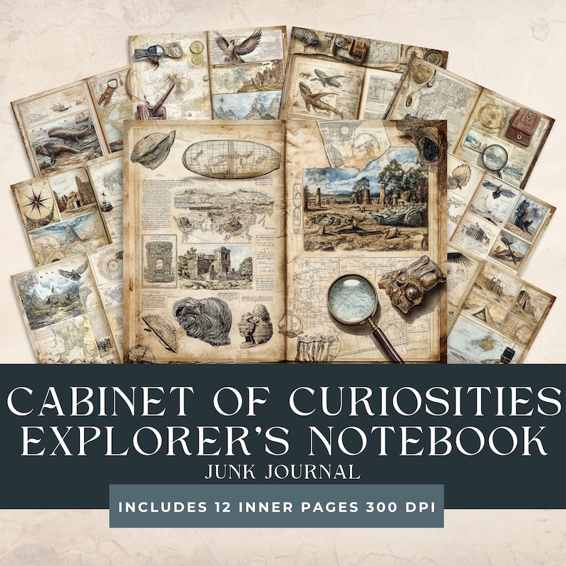 Cabinet of Curiosities Explorer Notes Junk Journal | Victorian Science ...