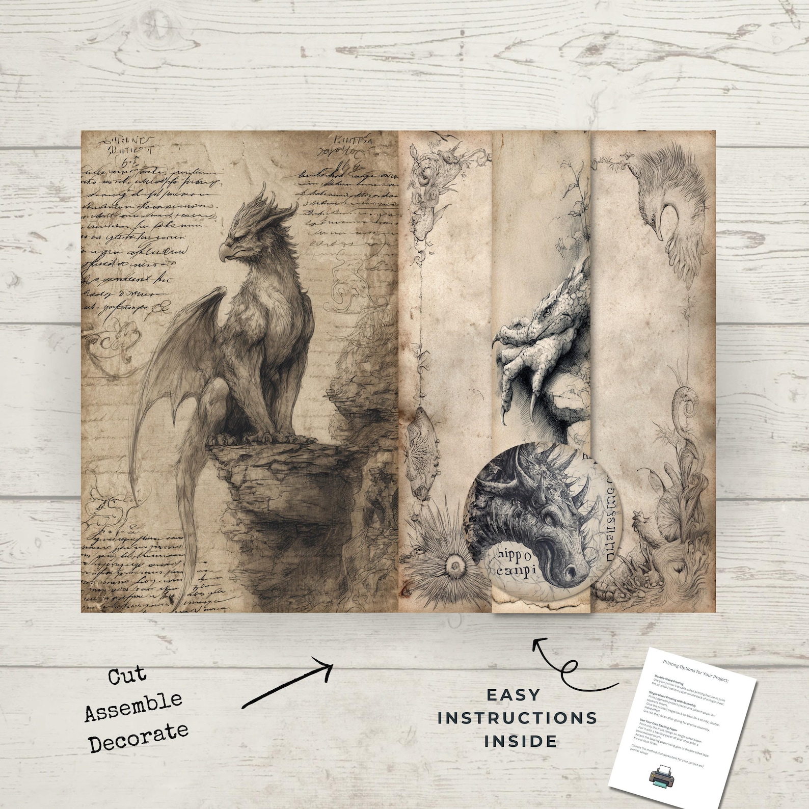 Magic Beasts Field Notes – Fantasy Junk Journal, Dragon & Unicorn ...