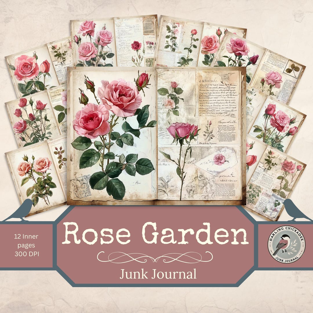 Rose Garden Junk Journal Kit | Printable Vintage Floral Pages | Antique ...
