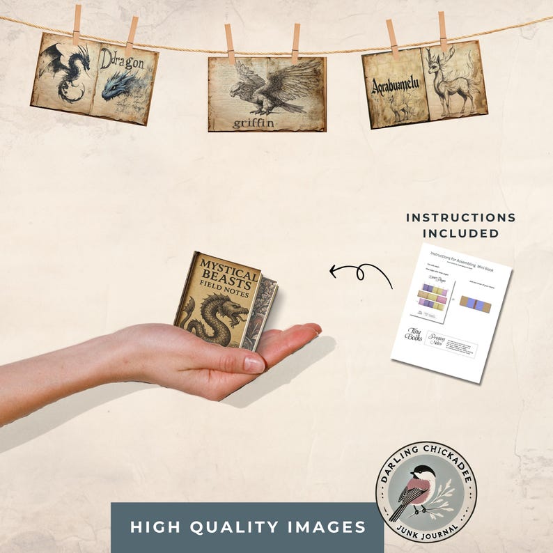 Mystical Beasts Field Notes Mini Books 4 Mini Books – Printable Journal ...