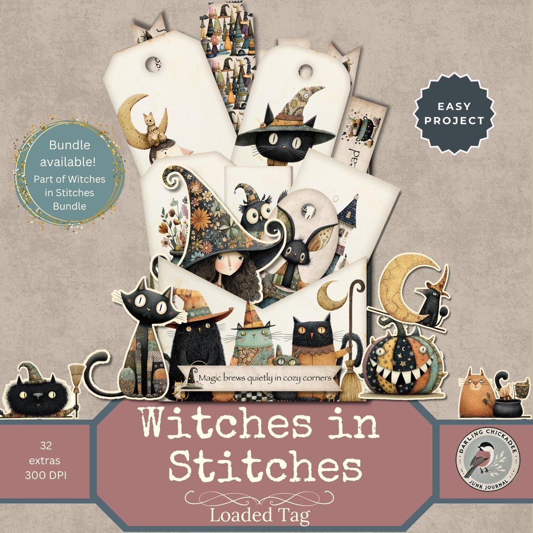 Witches in Stitches – Printable Loaded Tag Kit | Halloween Junk Journal ...