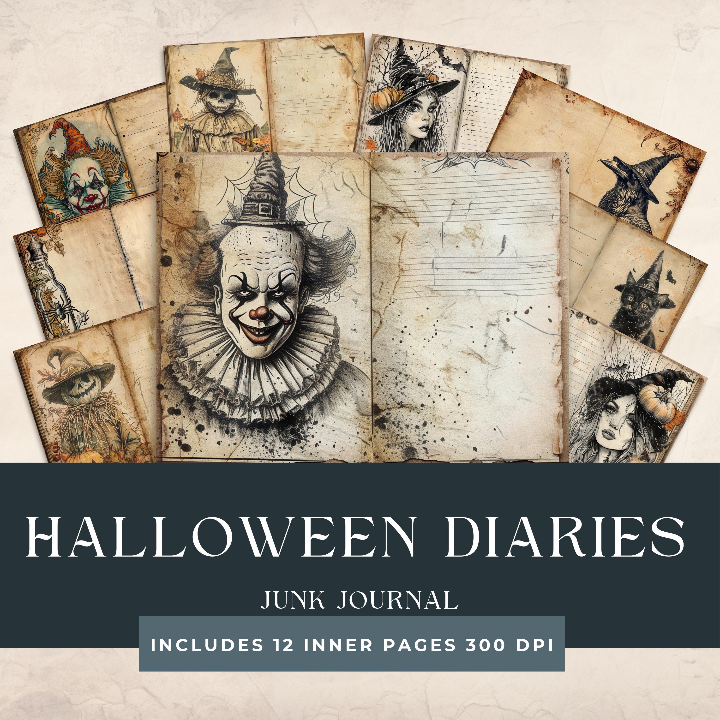 Halloween Diaries Junk Journal Pages | Spooky Printables | Holiday ...