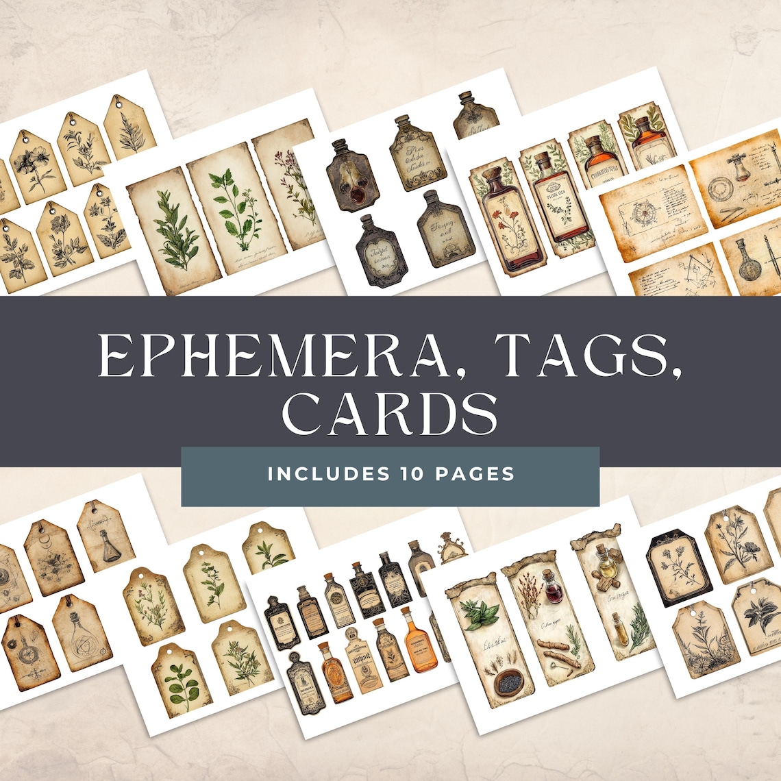 Victorian Apothecary Notes Junk Journal Kit | Herbal Vintage Ephemera ...