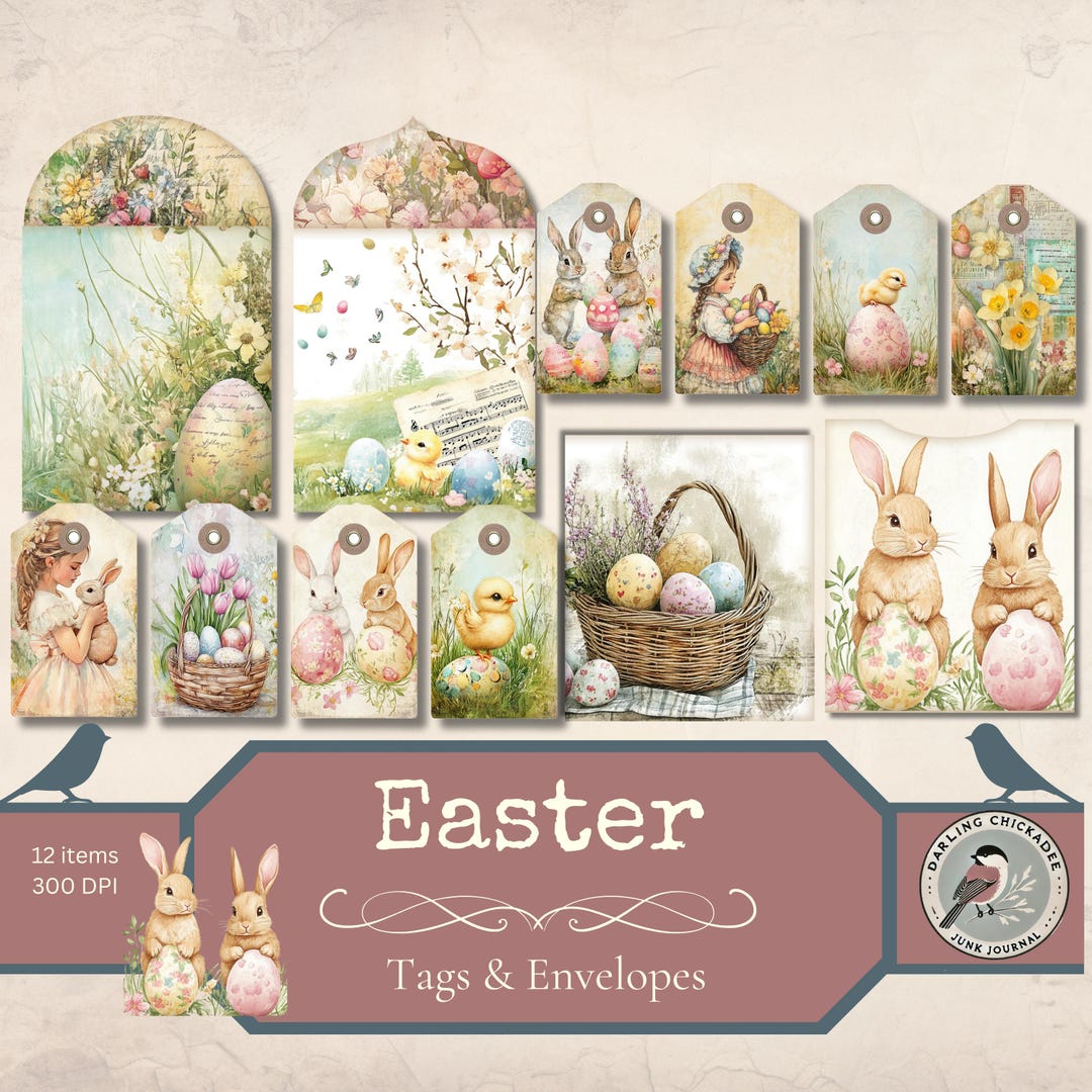 Vintage Easter Tags & Envelopes | Printable Easter Junk Journal ...