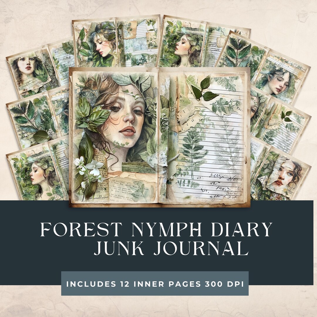 Forest Nymph Diary Junk Journal Kit | Whimsical Printable Collage Sheet ...