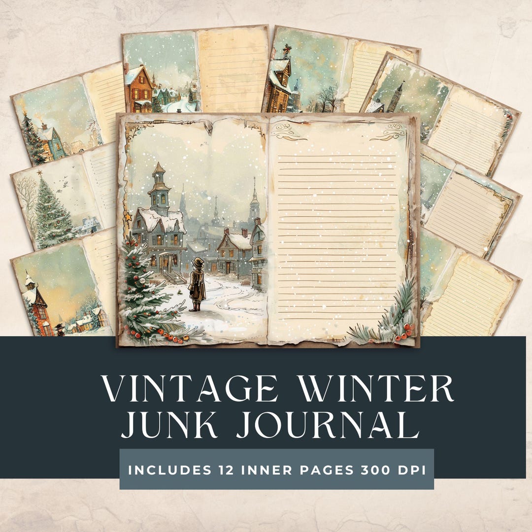 Vintage Winter Junk Journal | Holidays Junk Journal | Digital Christmas ...