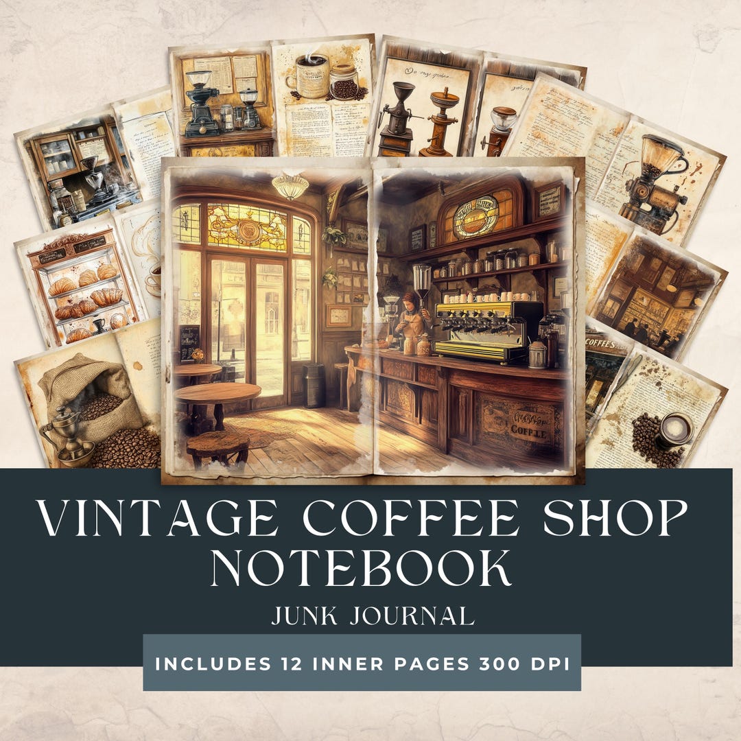 Vintage Coffee Shop Junk Journal | Warm Colors Printables | Coffee ...
