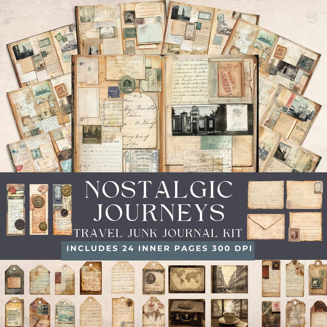 Vintage Travel Junk Journal Kit | Nostalgic Journeys Scrapbooking ...