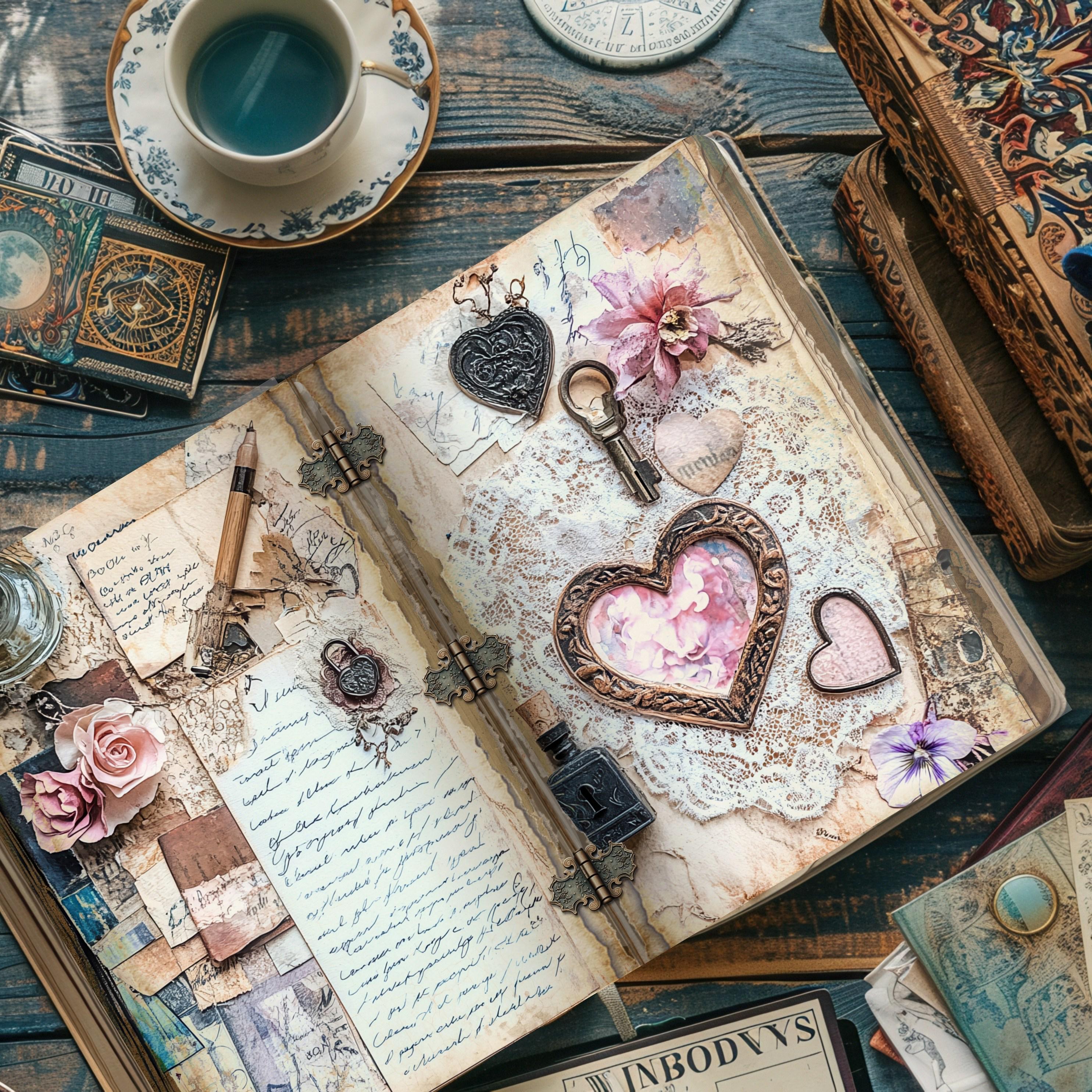 Dearly Kept Love Letter Relics Junk Journal Pages | Romantic Junk ...