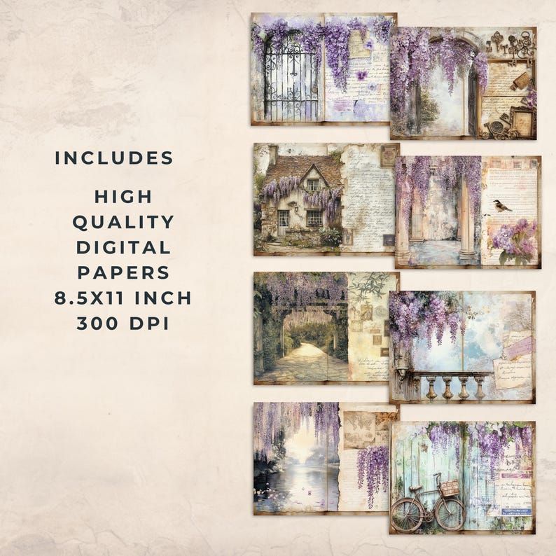 Wisteria Junk Journal | Purple Printable | Vintage Floral Ephemera ...