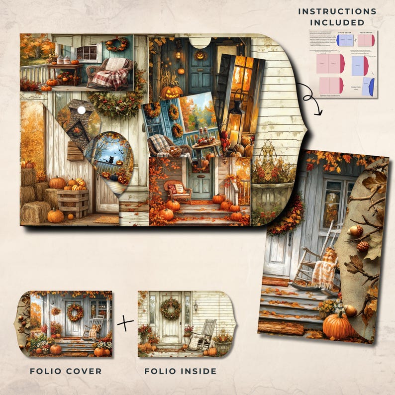 Nostalgic Fall Porches Junk Journal Folio | Vintage Fall Printable ...