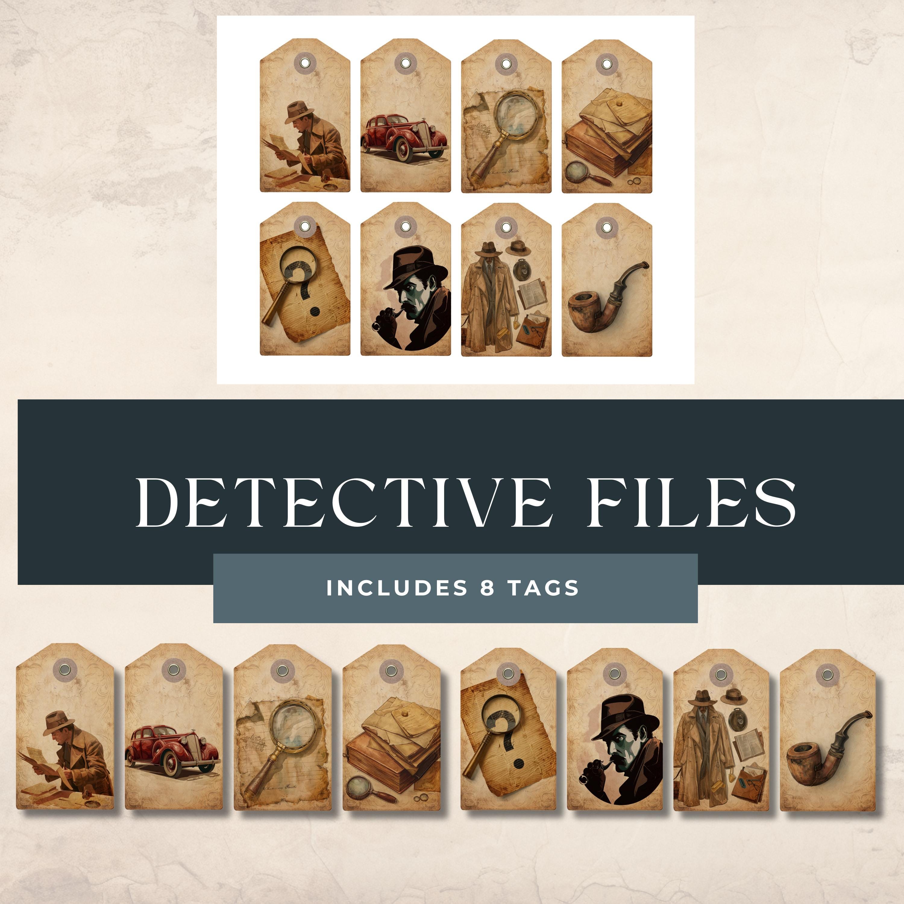 Detective Junk Journal Tags | Digital Download | Mystery Case File ...